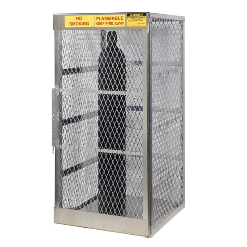 Justrite 10 Vertical Compressed Gas Cylinder Cabinet Locker in Aluminum ...