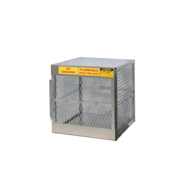 Justrite 4 Vertical 20-33 Lb. LPG Cylinder Cabinet Locker in Aluminum ...