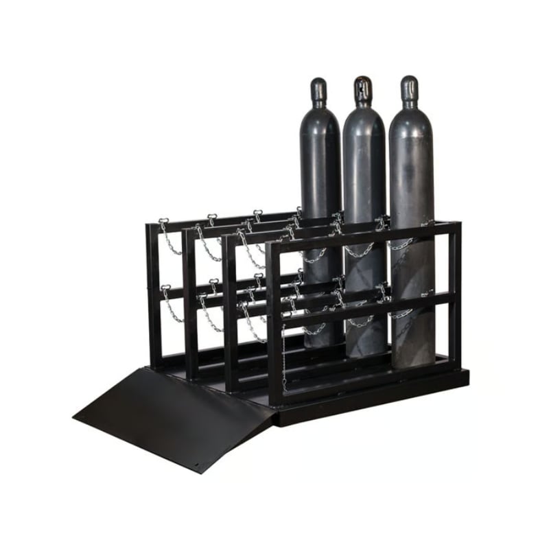 Justrite Gas Cylinder Barricade Rack, 12 Cylinder Capacity, with Ramp ...