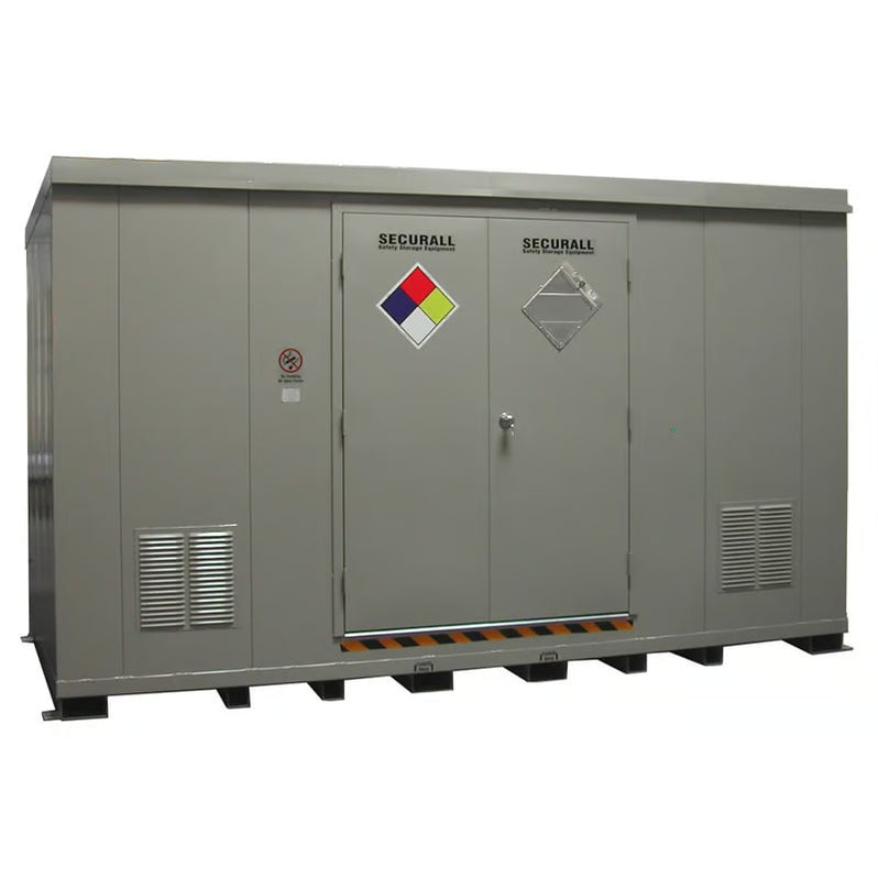 Securall Hazmat Locker w/ Damage Limiting Panel, 24x 55 Gal. Drums ...
